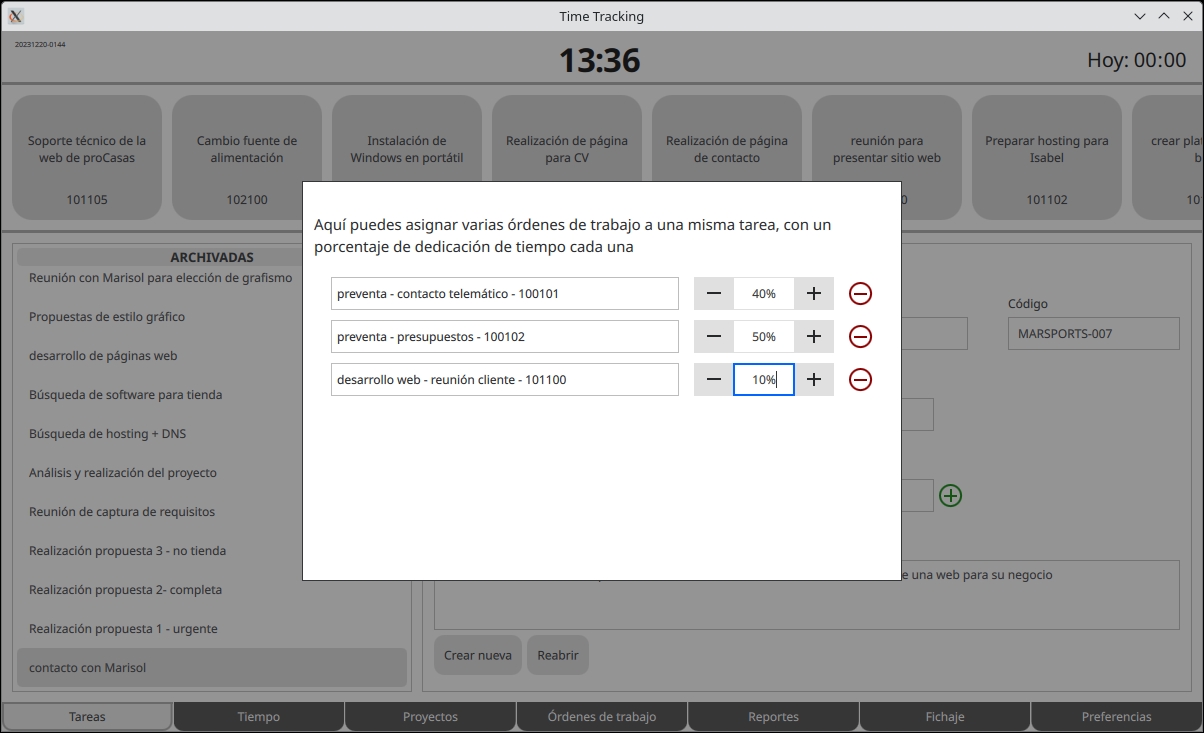 Múltiples órdenes de trabajo | TimeTracking