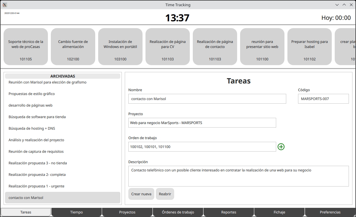 Múltiples órdenes de trabajo | TimeTracking