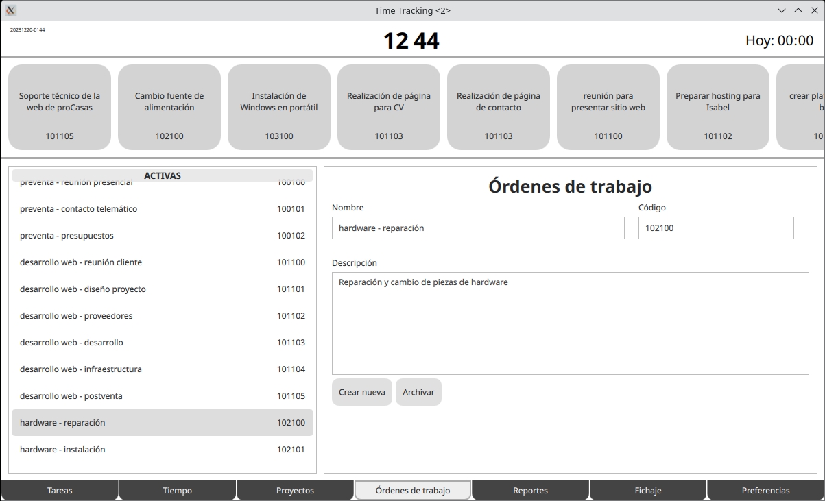 Órdenes de trabajo | TimeTracking